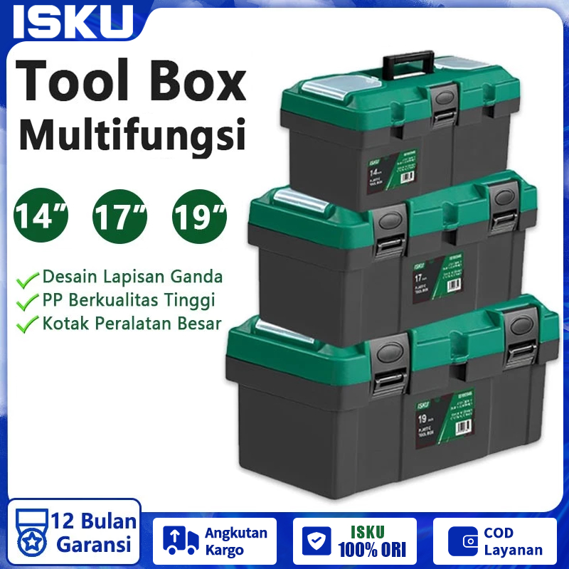 Jual ISKU Tool Box Besar 14-19 Inch Toolbox PP Bahan Kotak Perkakas Kotak Peralatan/2 Layer ...