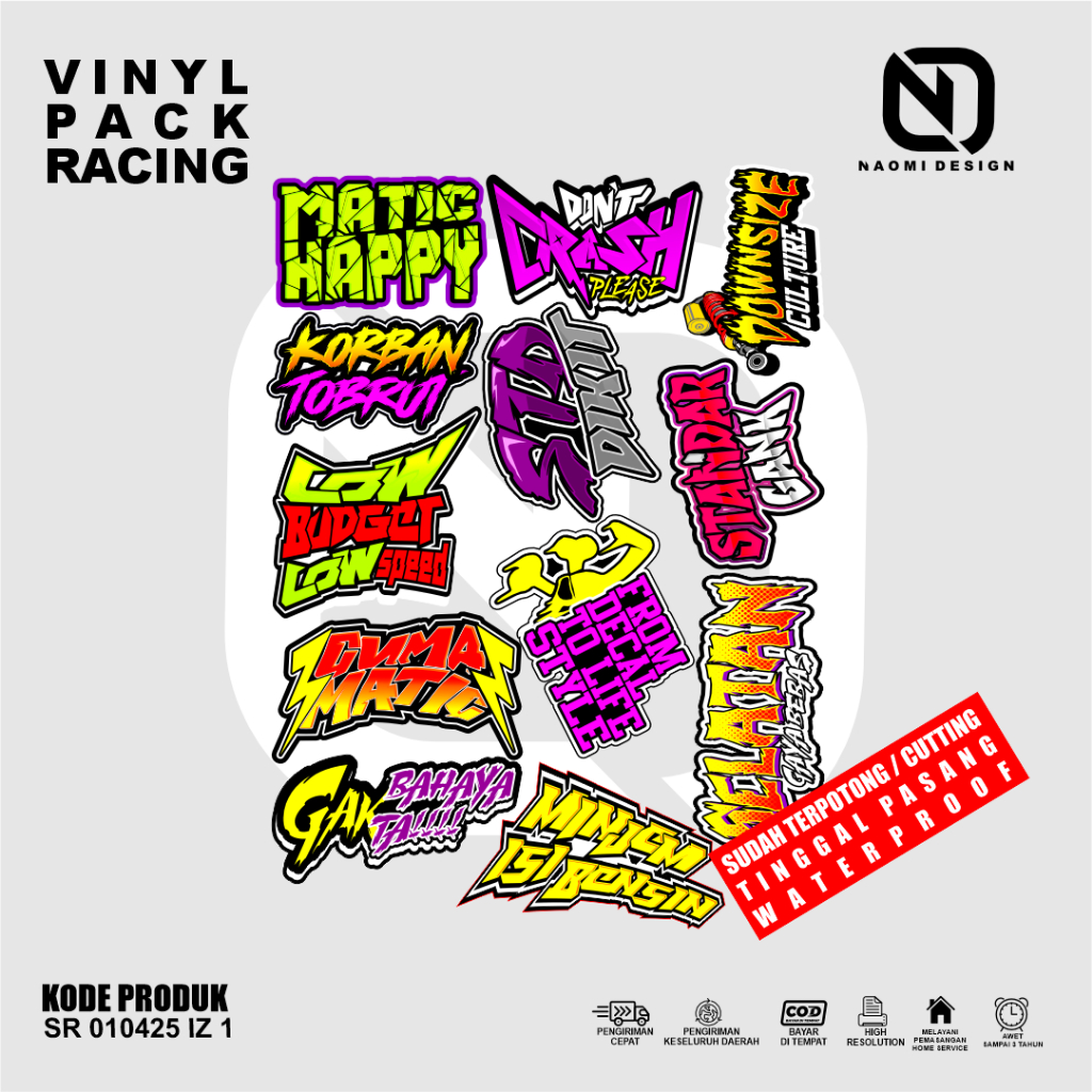 Jual Sticker Stiker Pack Racing Sticker kata kata racing waterproof SR ...