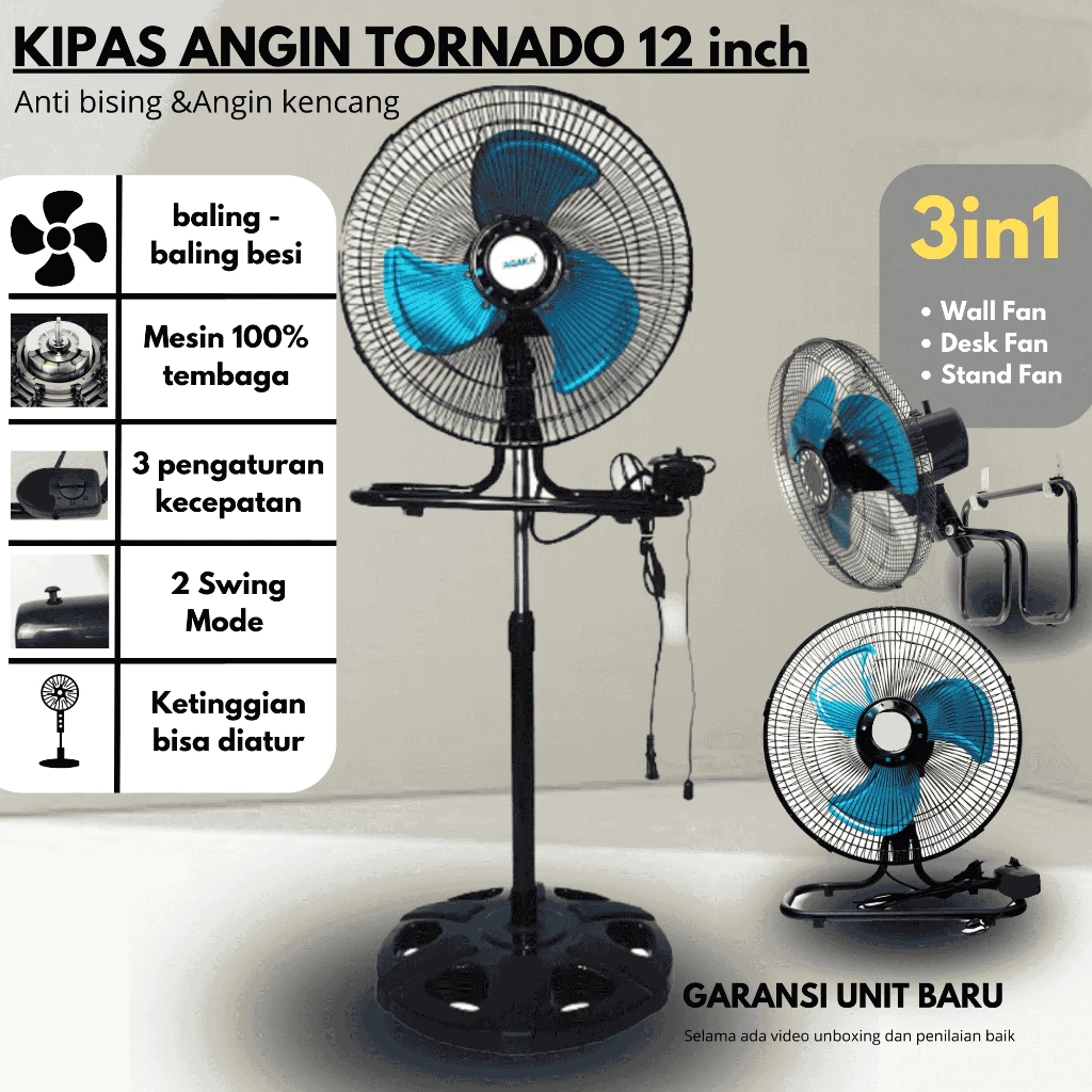 Jual kipas angin berdiri tornado murah 12 inch 25 Watt Yasaka 3 in 1 ...