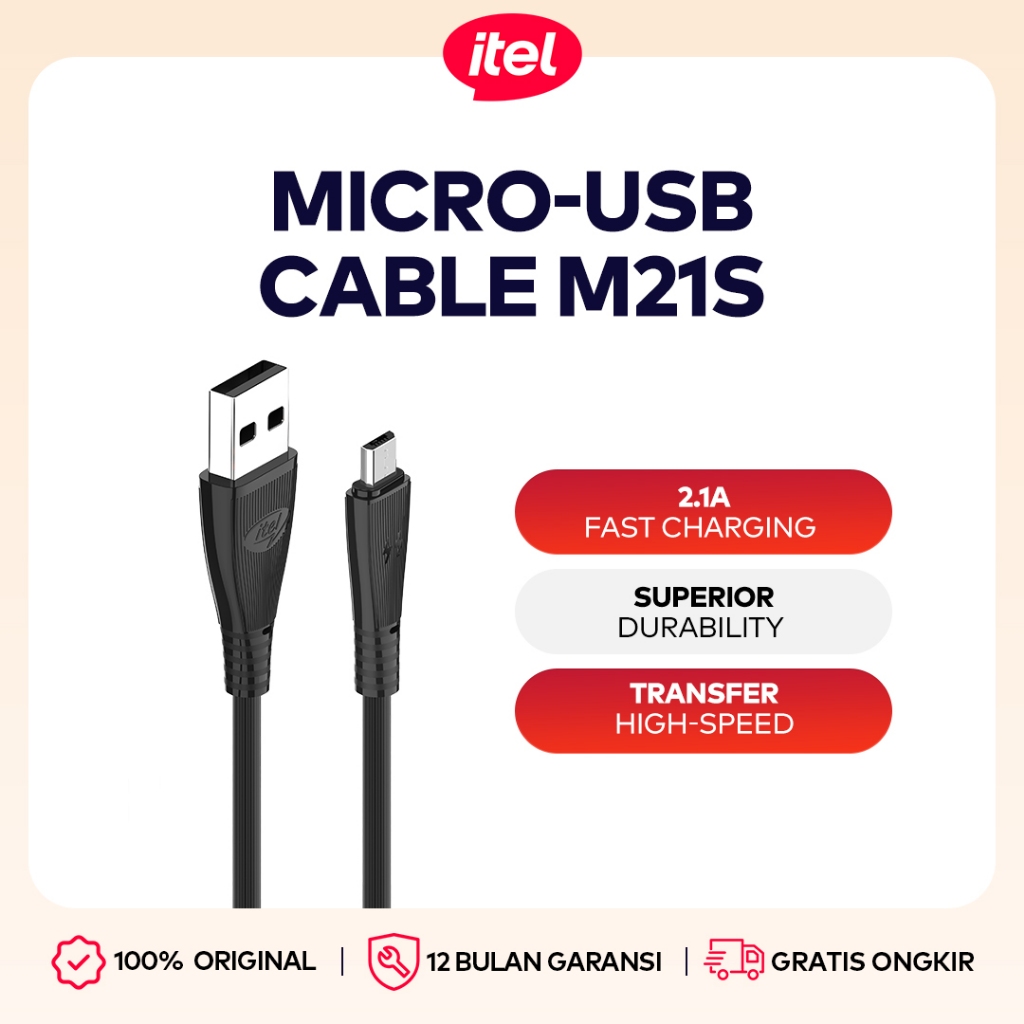 Jual Itel Cable Fast Charging For Micro usb Kabel Casan Kepanjangan 1M ...
