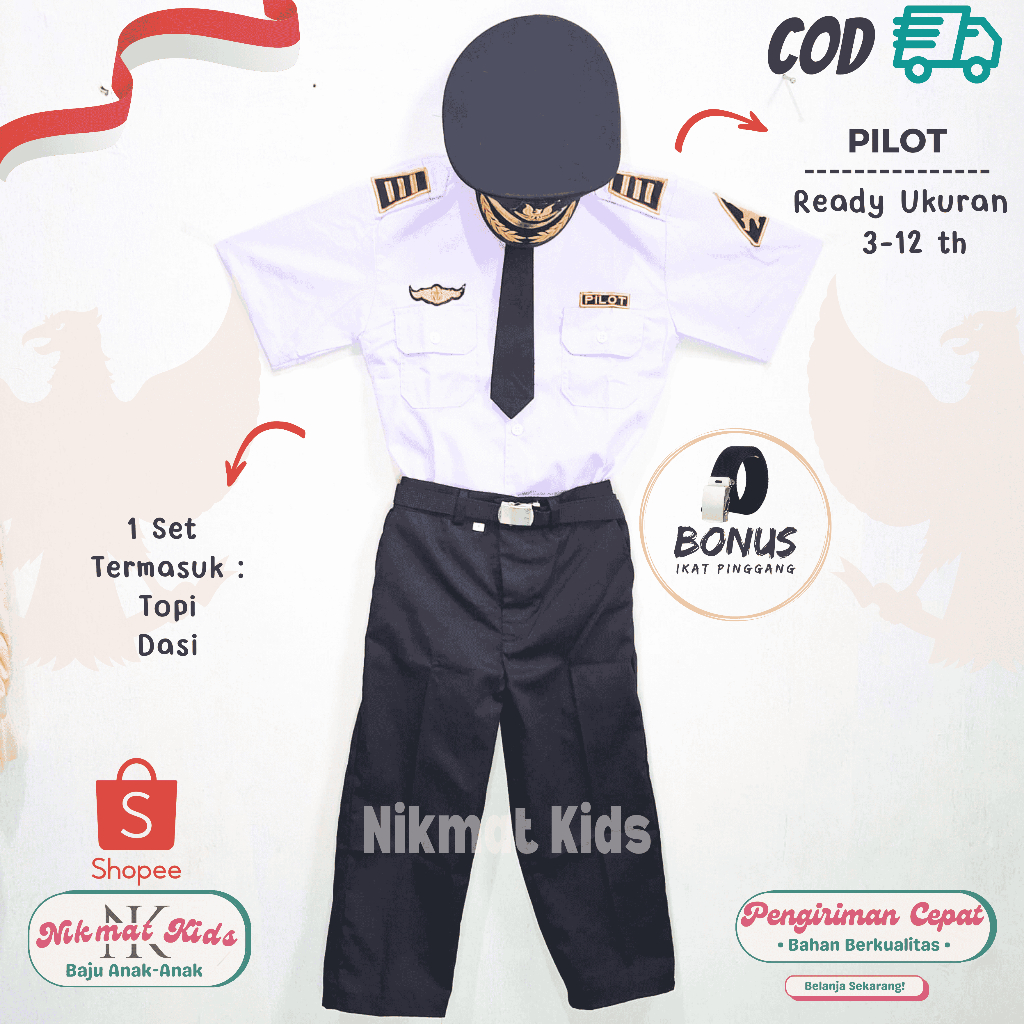 Jual Baju pilot anak laki laki seragam profesi pilot pesawat anak ...
