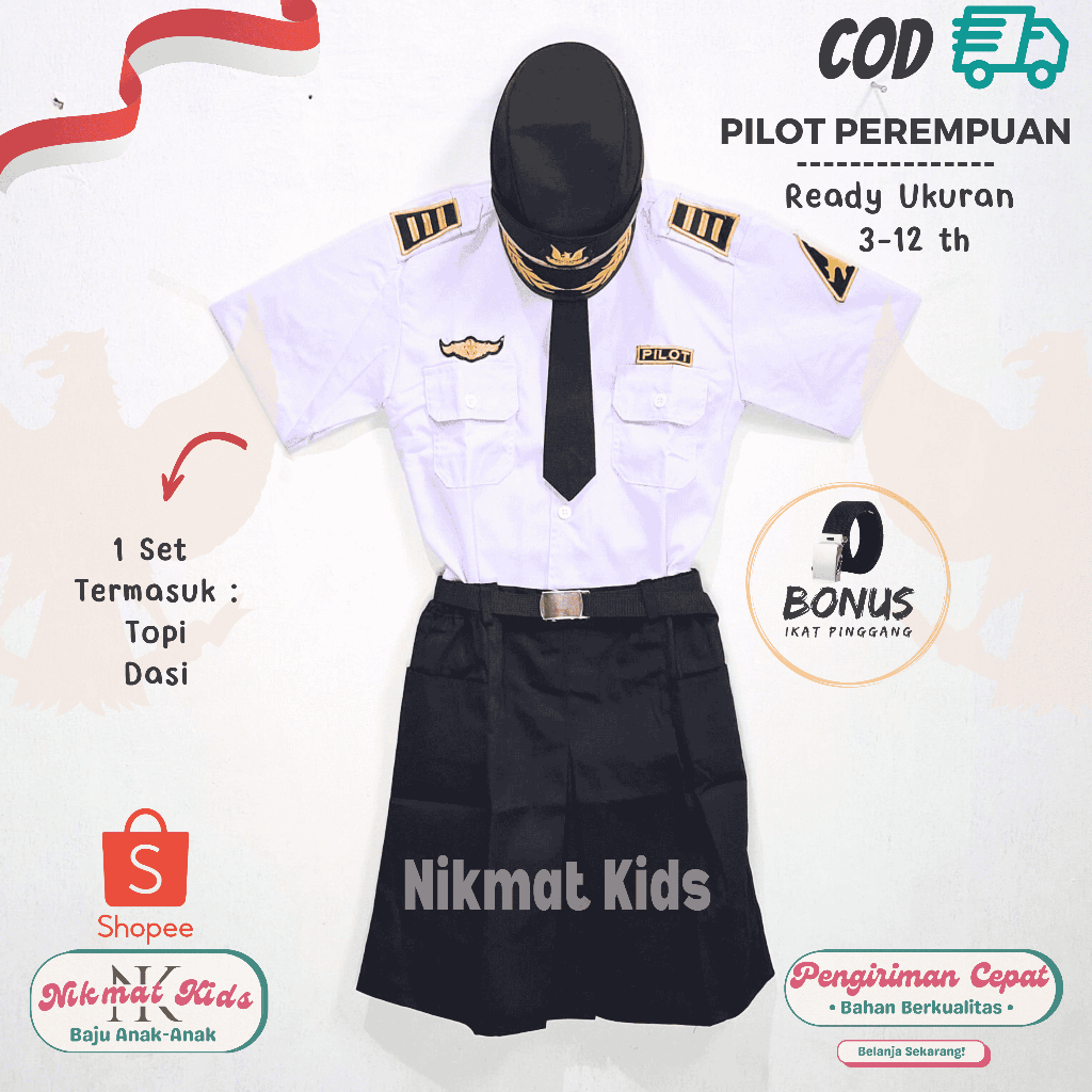 Jual Baju pilot anak perempuan seragam pilot anak setelan kostum pilot ...