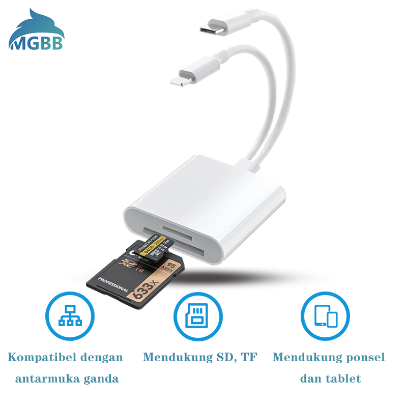 Jual MGBB 2in1 iphone/Type-C Card Reader to SD Card / TF Memory Data ...