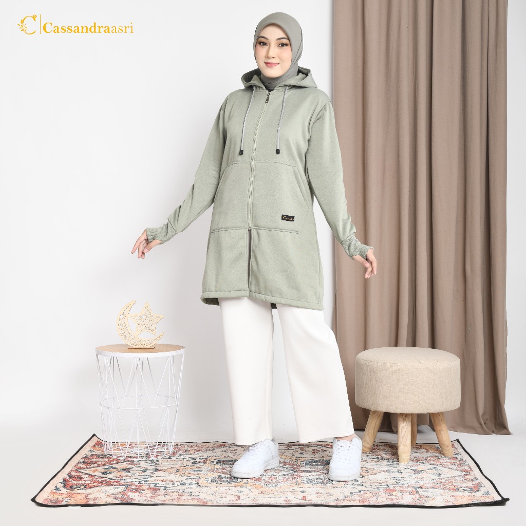 Jual Cassandraasri - Zyva Jaket Hijab Fleece Premium Jaket Muslimah Jaket Panjang Outerwear Syar ...