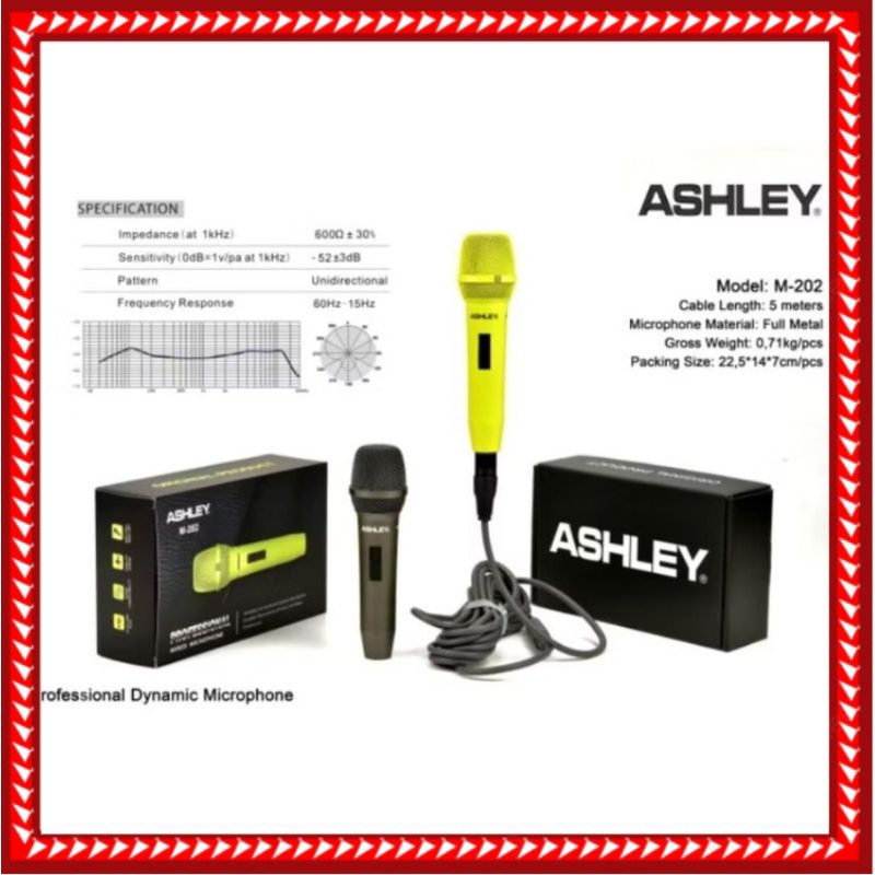 Jual Mic Kabel ASHLEY M-202 Profesional Dynamic Microphone Original ...