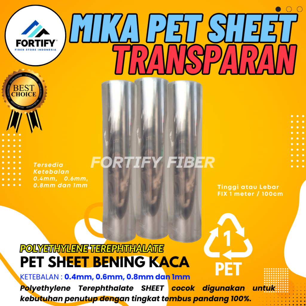 Jual Fiber Plastik MIKA PET Penutup Pagar POLOS BENING TRANSPARAN 100% ...