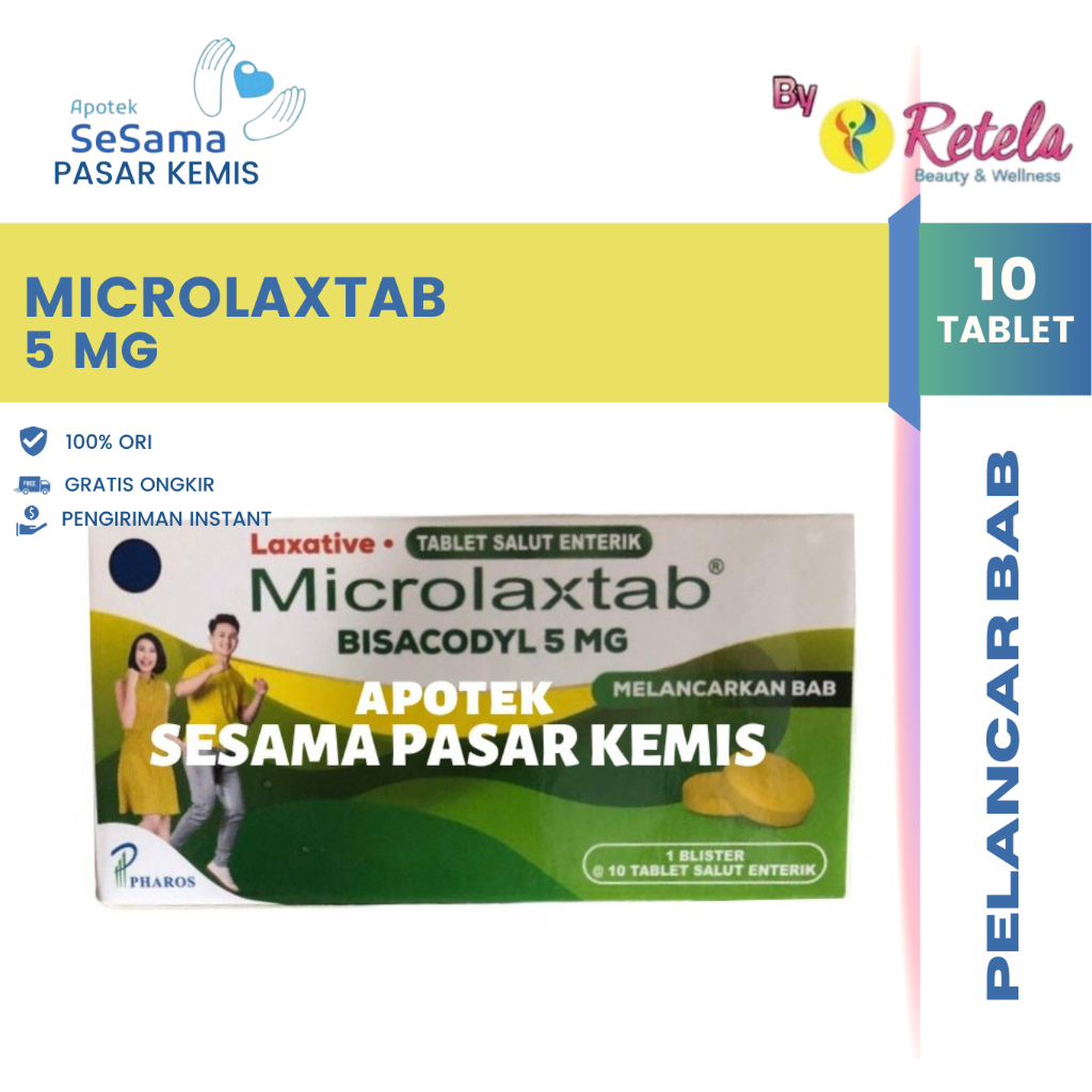 Jual MICROLAXTAB BISACODYL 5MG@10 TABLET/ MICROLAX TABLET/ CUSTODIOL ...