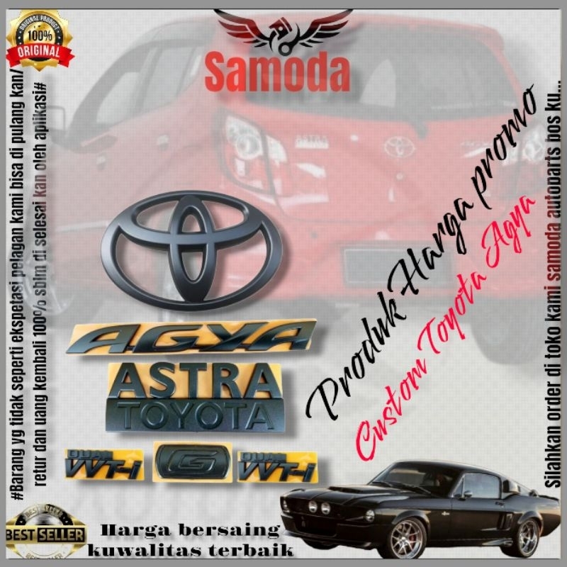 Jual Emblem Logo Agya Black Hitam Doff-Glossy Original Toyota Custom ...