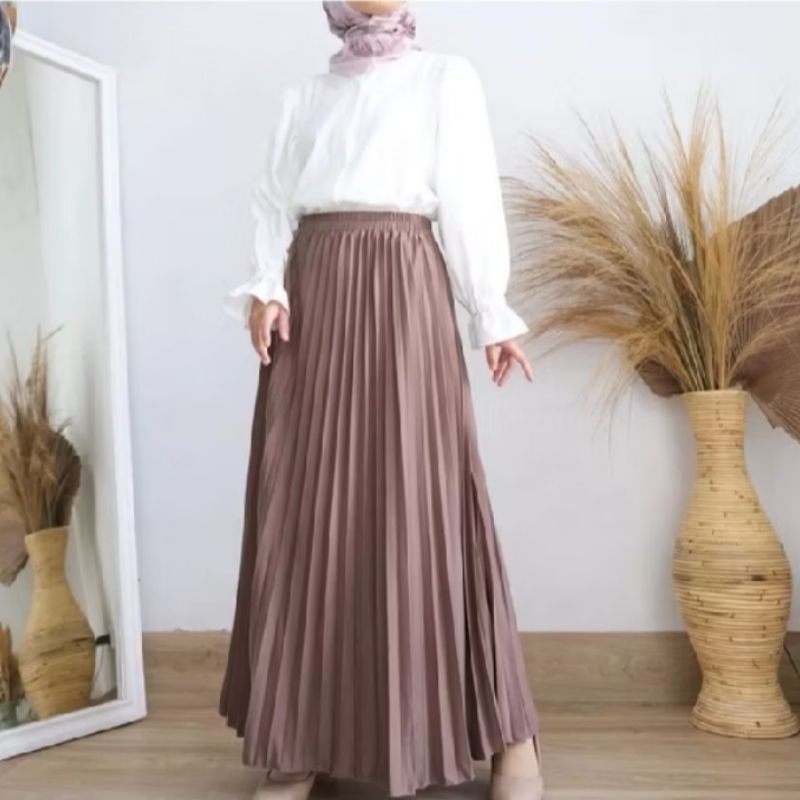 Jual TERLARIS Rok plisket jumbo(big size) korea style set melar simple ...