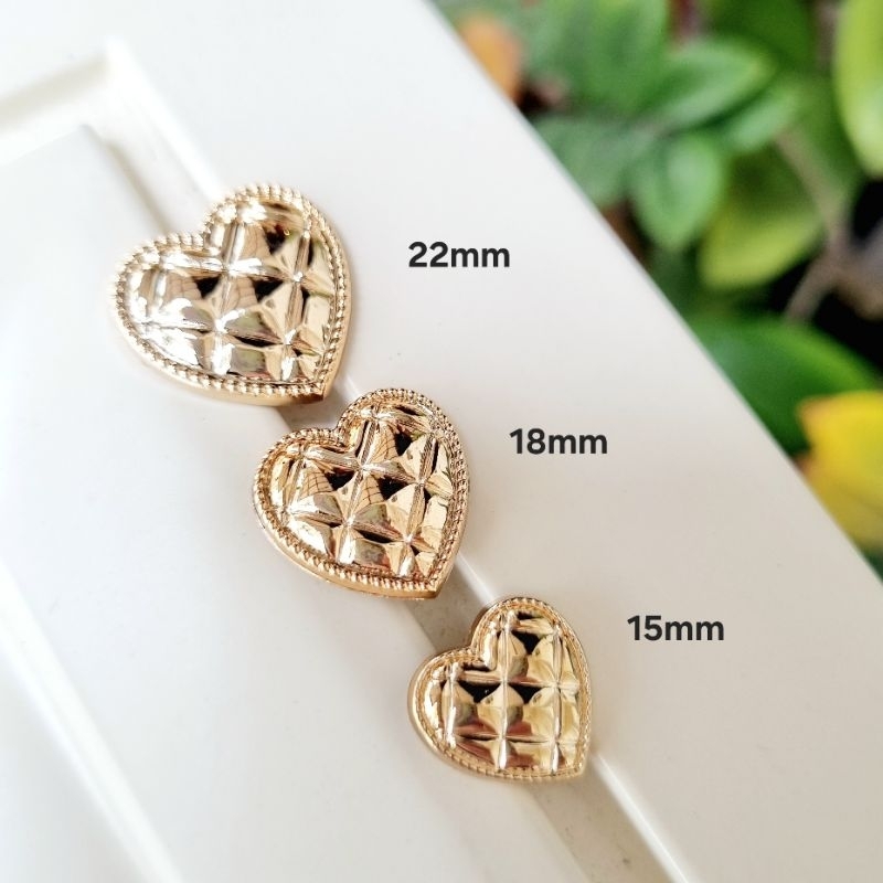 Jual kancing love heart gold 15 18 22mm korea inara cute | Shopee Indonesia