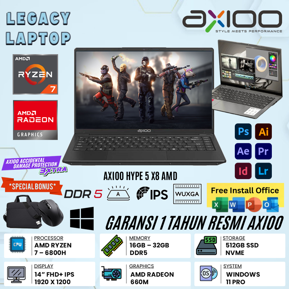 Jual Axioo Hype 7 X8 Amd Ryzen 7 6800H Ram 32GB DDR5 512GB Ssd 14 inci ...