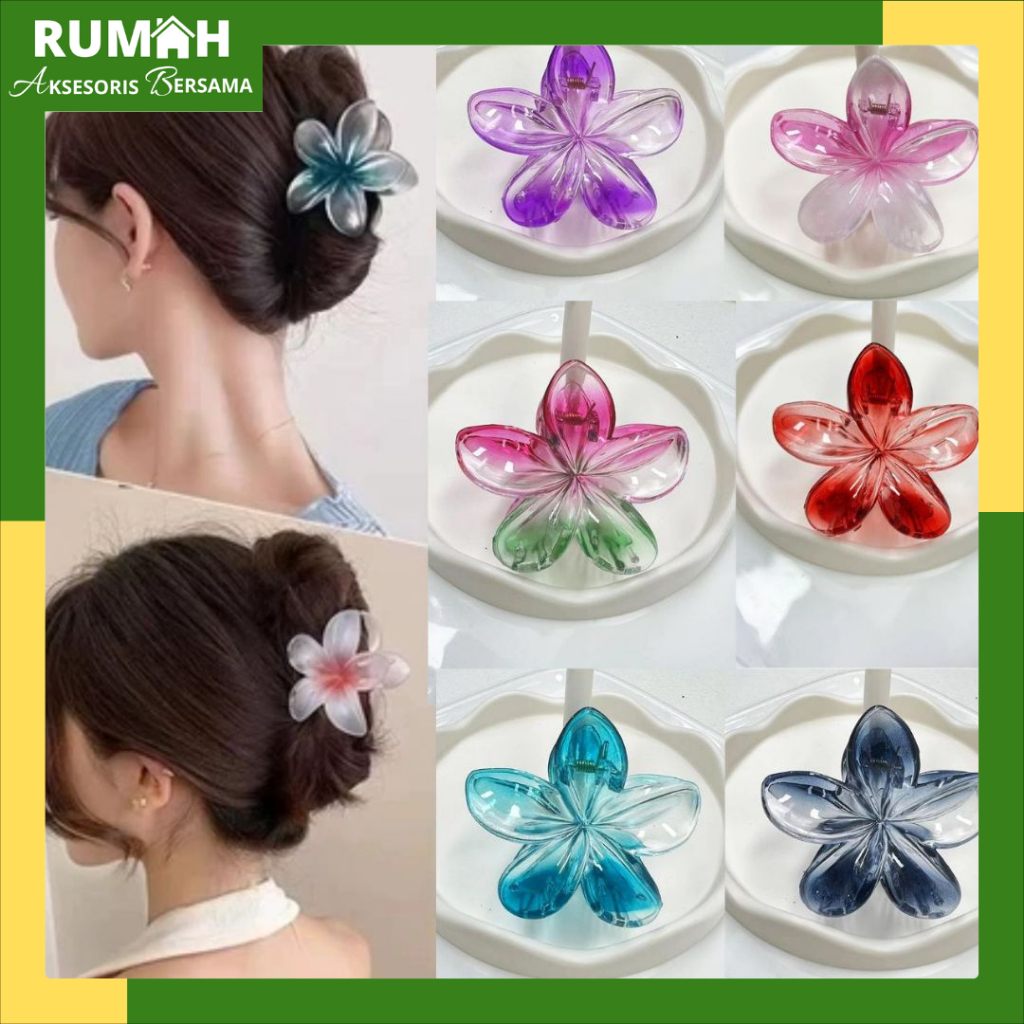 Jual RAB JR633 Jepit Rambut Motif Bunga Kamboja Bahan Akrilik Korean Style Aesthetic Jedai ...