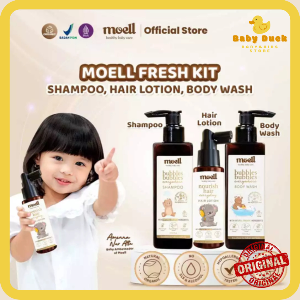 Jual MOELL - FRESH KIT - SHAMPOO 185ML - BODY WASH 185ML - HAIR LOTION ...
