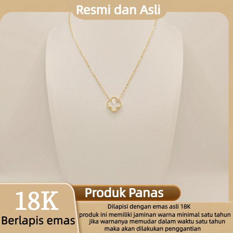 Jual Kalung semanggi empat daun berlapis emas 18K anti alergi dan anti luntur, gaya Jepang dan ...