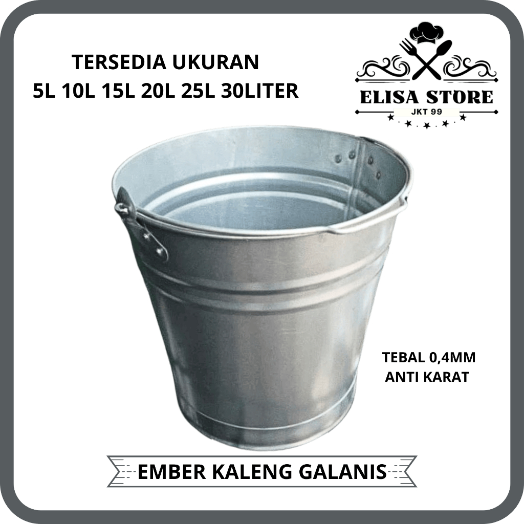Jual Ember Wadah Kaleng Besi Galvanis Anti Karat Tebal 0,4mm Uk 5 10 15 ...