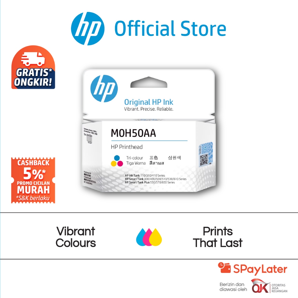 Jual Tinta HP M0H50A Tri-color Replacement GT Printhead / Warna ...