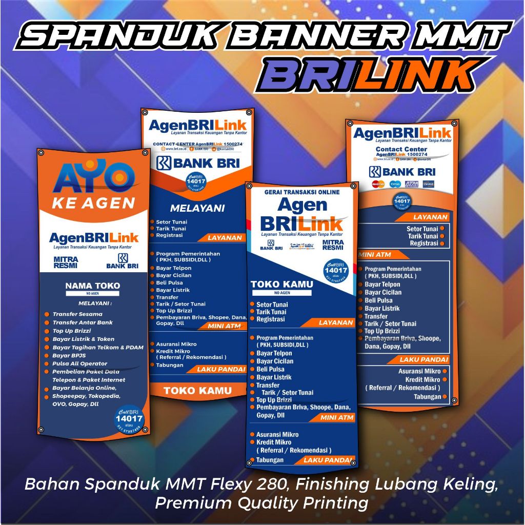Jual Spanduk Standing Banner Vertikal MMT Flexy Tebal Agen Brilink Bank ...