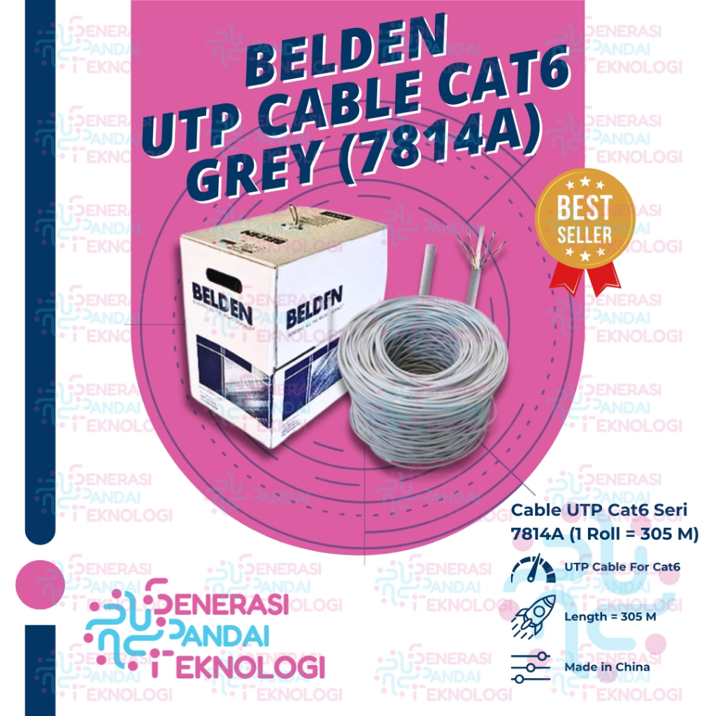 Jual BELDEN LAN CABLE UTP CAT6 GREY (7814A) ORIGINAL (1 ROLL) | Shopee ...