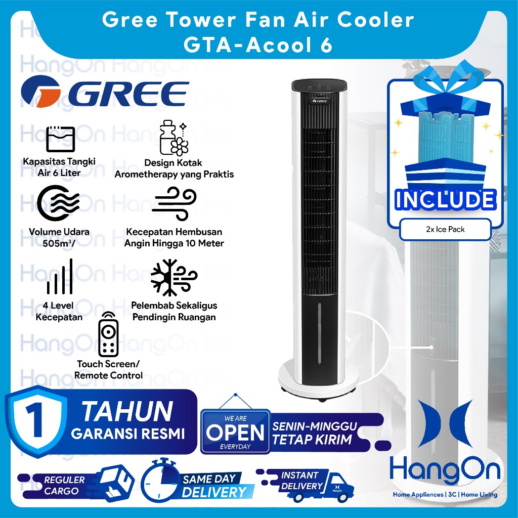 Jual GREE ACOOL 6 Tower Fan Air Cooler Model GTA-ACOOL6 Kipas Angin ...
