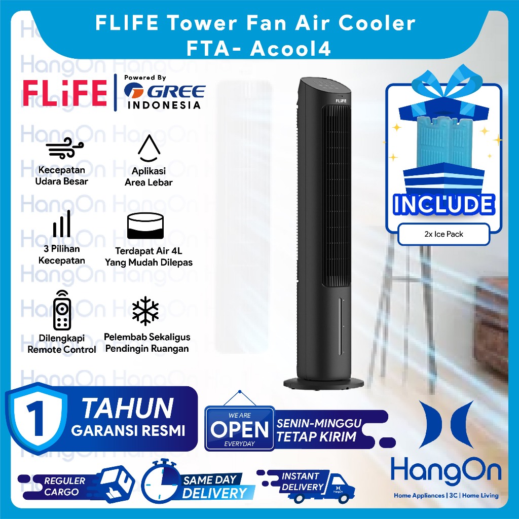 Jual Flife By GREE ACOOL4 Kipas Angin Tower Fan Air Cooler-Kapasitas 4 Liter Model -FTA-ACOOL4 ...
