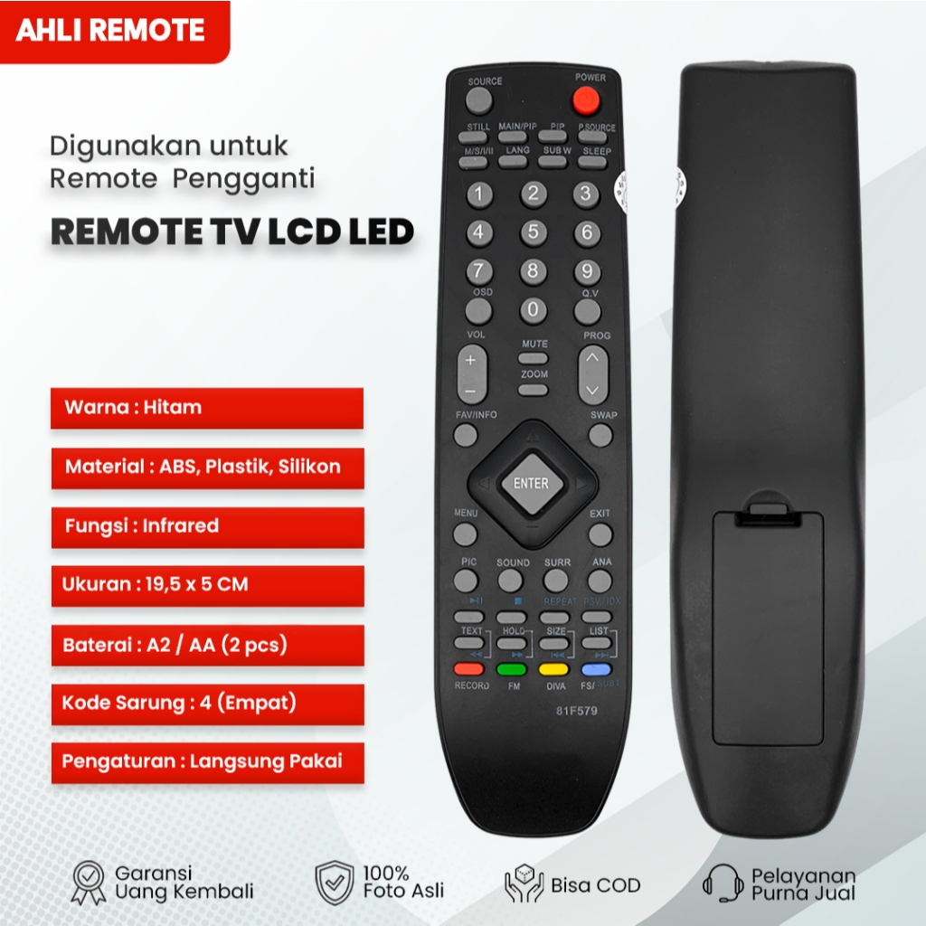Jual Remot Polytron LCD LED 81F579 / Remote TV LCD LED Polytron ...