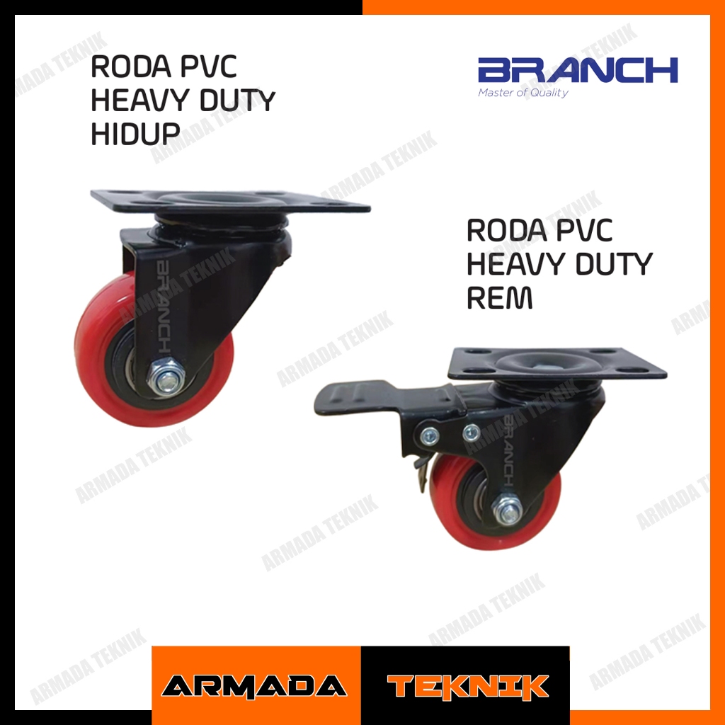 Jual Branch Roda Troli PVC Heavy Duty 2 Inch 50 mm Model Hidup dan Rem ...