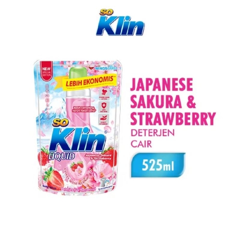 Jual Soklin Detergen Cair Japanese Sakura & Strawberry 525ml | Shopee Indonesia