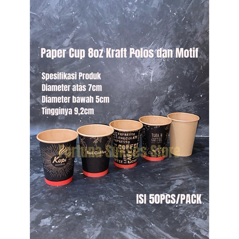 Jual [BELI BANYAK LEBIH MURAH] Paper Cup 8oz Craft Design - Paper Cup 8oz ivory Design - Gelas ...