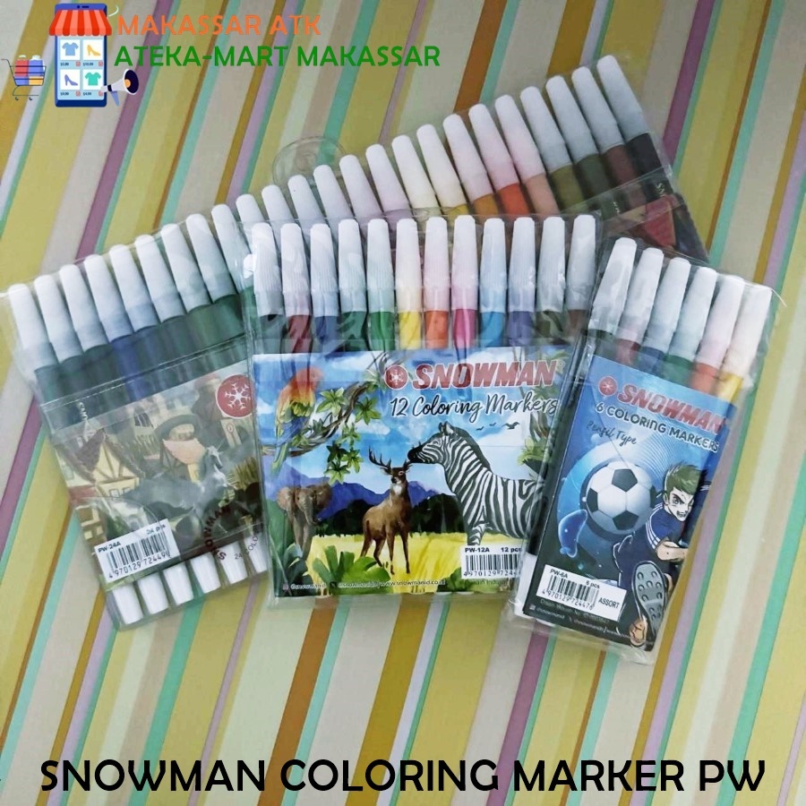 Jual [1PCS] SNOWMAN SPIDOL KECIL WARNA COLORING MARKER PW-6 PW-12 PW-24 ...