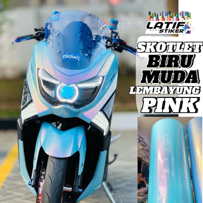 Jual skotlet motor ice blue magic candy stiker motor biru muda ...