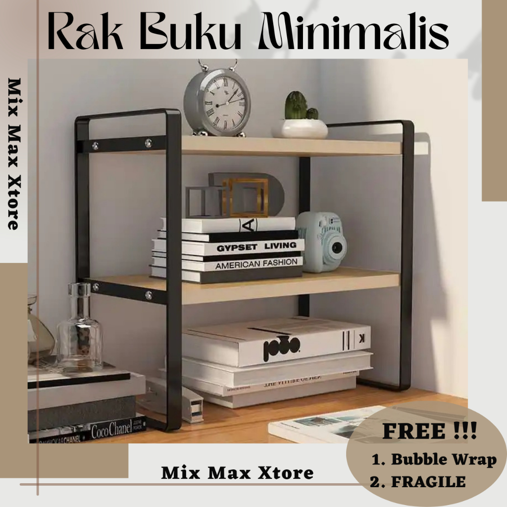 Jual Rak Buku Minimalis DIY Table Bookshelf Organizer Double Layer ...