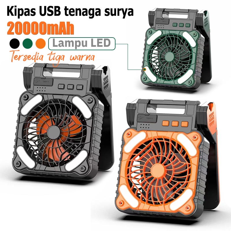 Jual Kipas Angin Bertenaga Surya Bs Ngecharge Panas Matahari 20000mAh ...