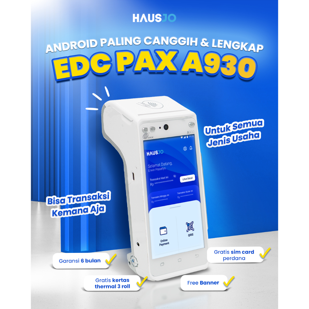 Jual EDC Android Mini ATM Hausjo PAX A930 | Shopee Indonesia