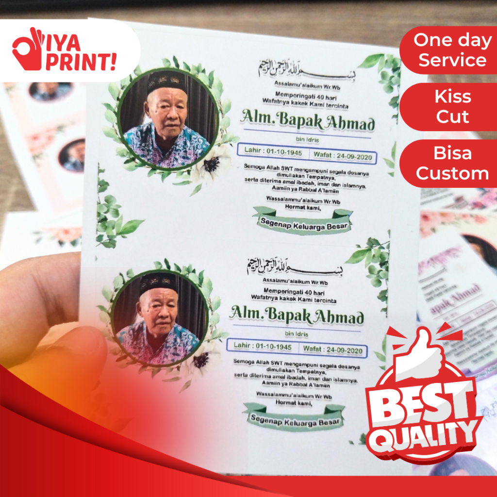 Jual Sticker dan Kartu Mengenang Wafatnya Stiker Card Label Tahlil ...
