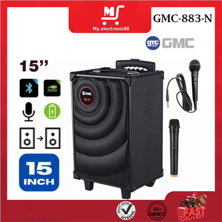 Jual GMC SPEAKER PORTABLE 15" 1MIC (GMC 883 N) | Shopee Indonesia