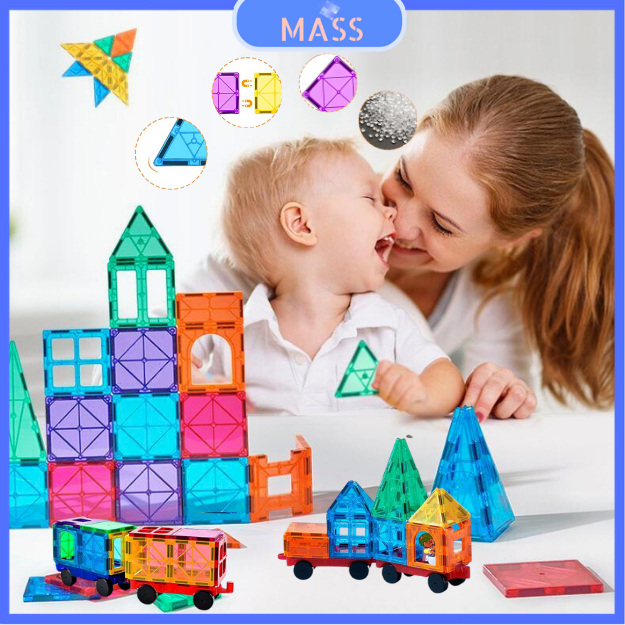 Jual [MASS Toys] Building Block Montessori Magnetic Tiles 48 Magnetic ...