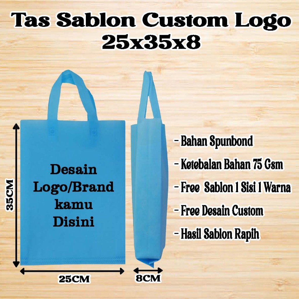 Jual Tas Sablon Custom 25x35x8 Tas Spunbond Sablon Logo / Nama | Shopee Indonesia
