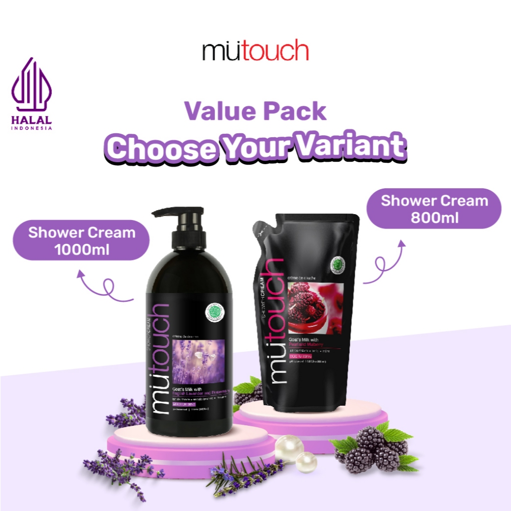 Jual PAKET MuTouch Shower Cream 1000ml + MuTouch Shower Cream 800ml ...