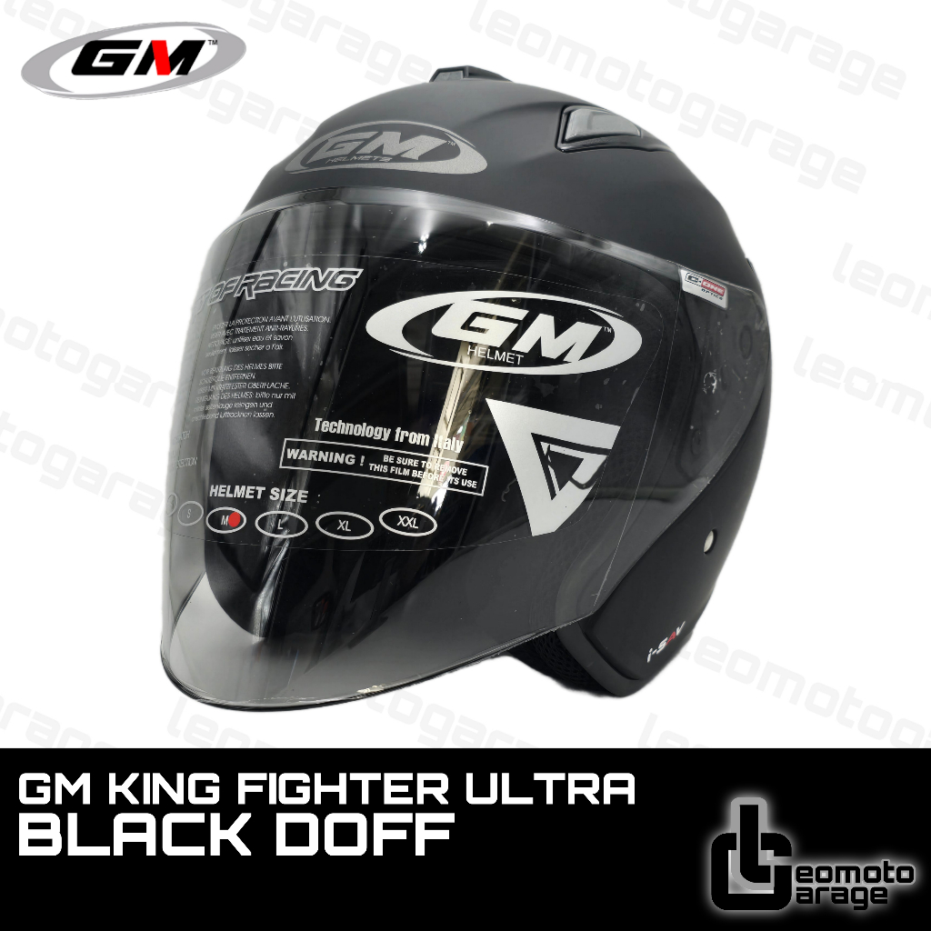 Jual HELM GM KING FIGHTER ULTRA HELM HALF FACE BLACK DOFF | Shopee Indonesia