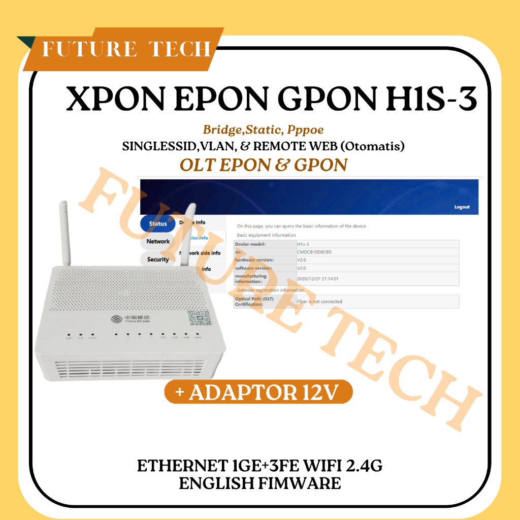 Jual ONU XPON EPON GPON H1S-3 DENGAN ADAPTOR | Shopee Indonesia