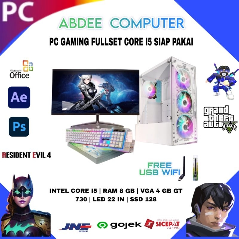Jual PC GAMING EDITING CORE I5 RAM 8 GB SSD 128 GB FULLSET LED 22 IN ...