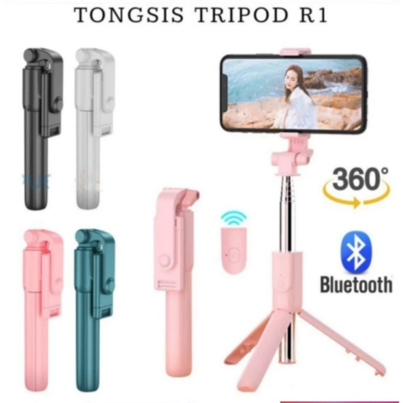 Jual Tongsis Tripod R1 3IN1 Selfie Stick 360 Derajat Tomsis Bluetooth ...