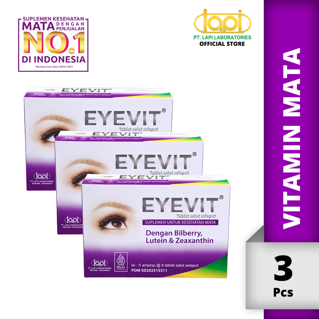 Jual Paket 3pcs EYEVIT Tablet - Box isi 5 Strip @ 6 Tablet - Suplemen ...