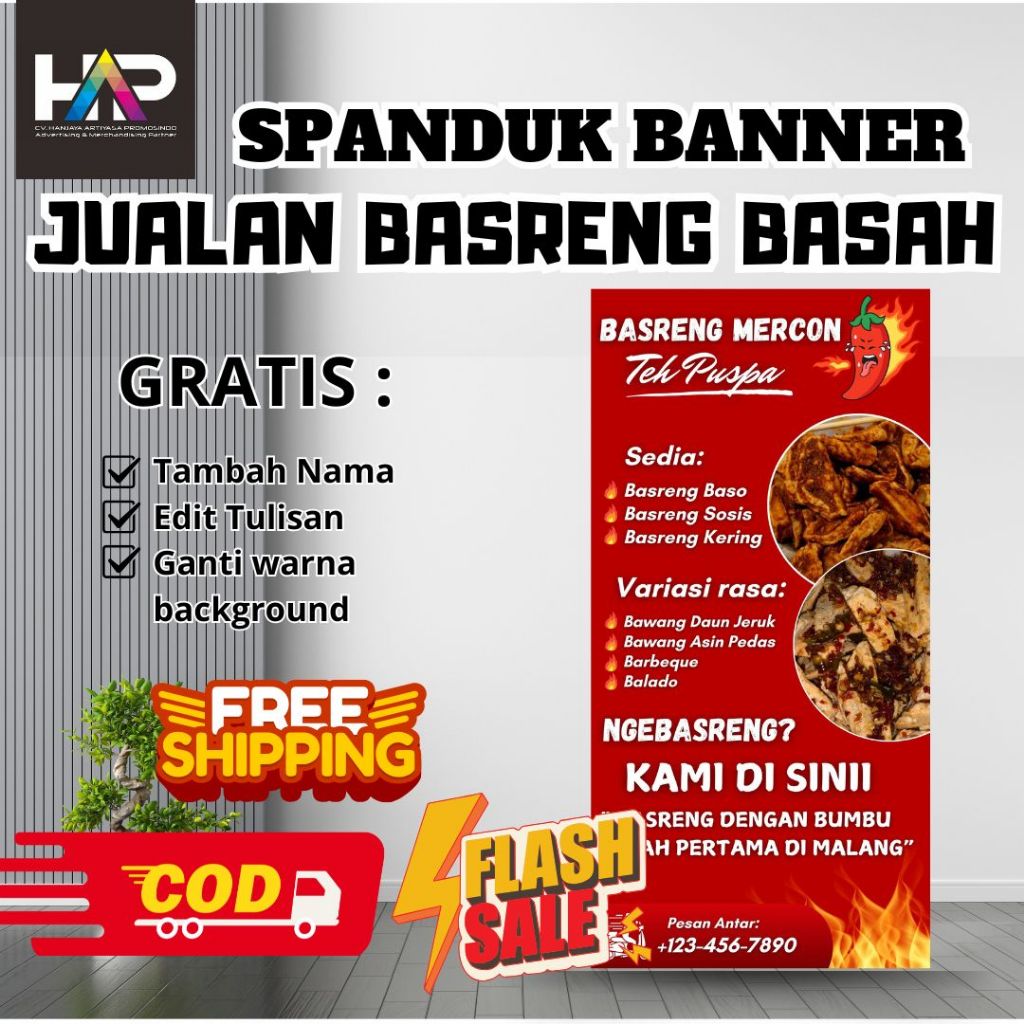 Jual SPANDUK BANNER JUALAN MAKANAN BASRENG BASAH | Shopee Indonesia