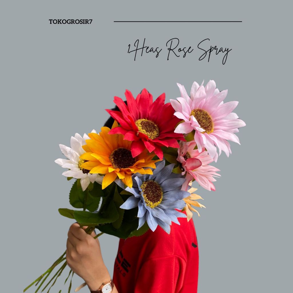 Jual 1 STEM Sunflower spray BUNGA DECOR HIAS BUNGA TANAMAN HIAS Palsu ...