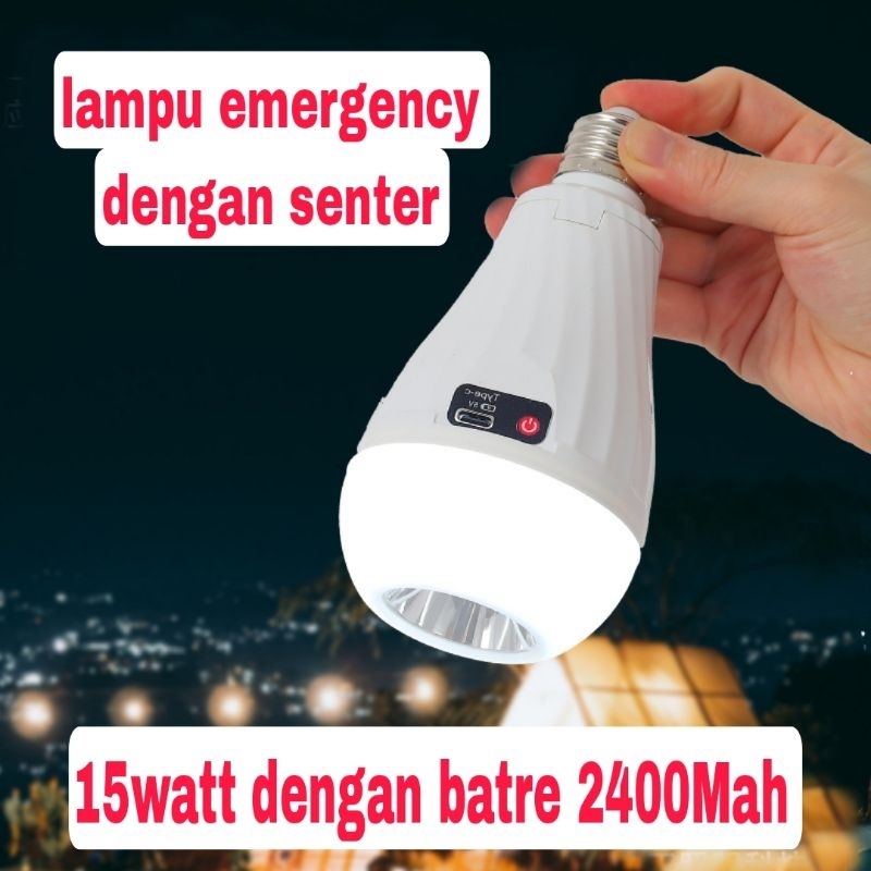 Jual Lampu emergency dengan senter dan batre 2400Mah | Shopee Indonesia