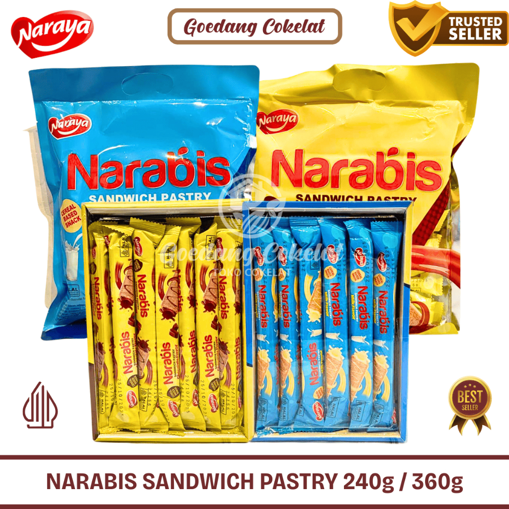 Jual Naraya Narabis Sandwich Pastry Milk Chocolate Kemasan Bag Box 240g ...