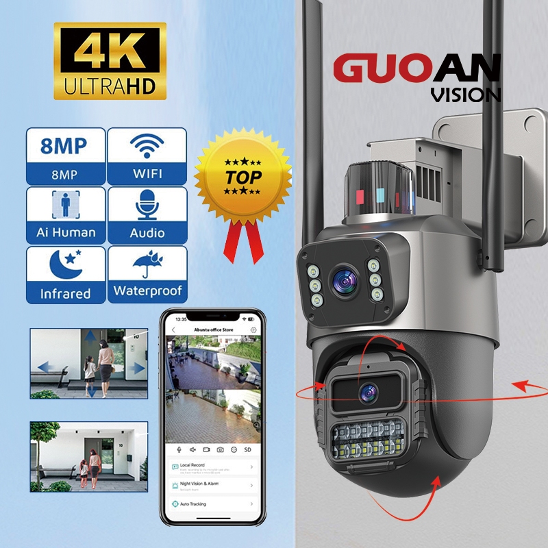 Jual GUOANvision CCTV outdoor WIFI Kamera 8MP Luar Ruangan IP66 Tahan ...