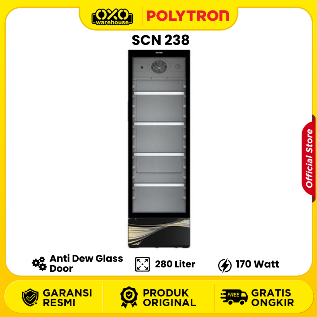 Jual POLYTRON Showcase SCN 238/ 238X Display Cooler Kapasitas 280 Liter ...