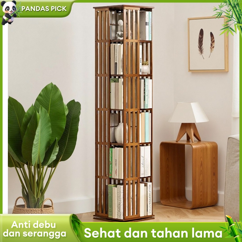 Jual Rak Buku kayu Rak Buku Putar 360° Rak Susun Serbaguna Rak ...